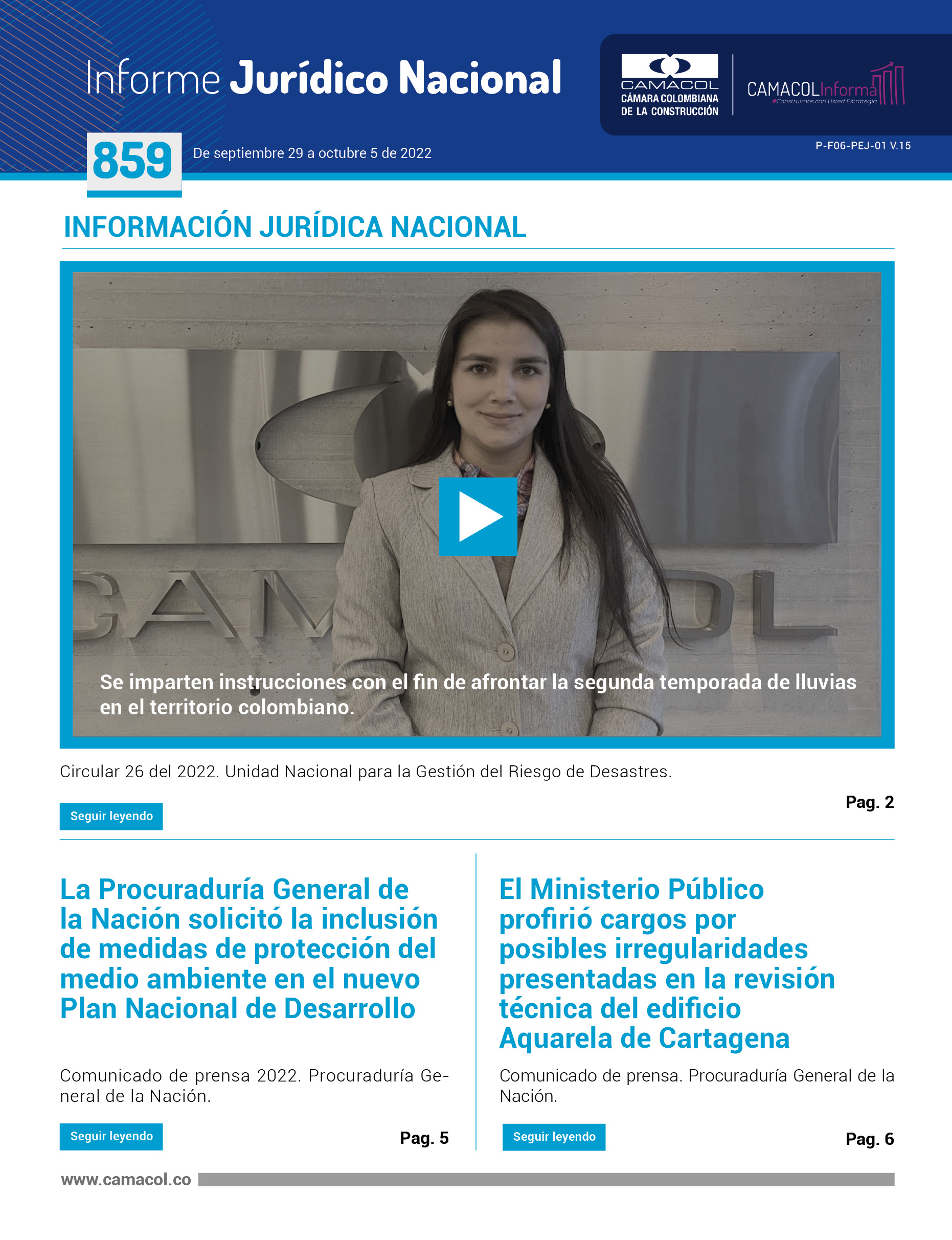 Informe Jurídico 859 | Camacol - Cámara Colombiana de la Construcción